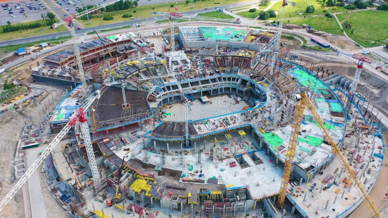 Building Site of the Arena Stadium, Aerial Top View Stock Footage ...