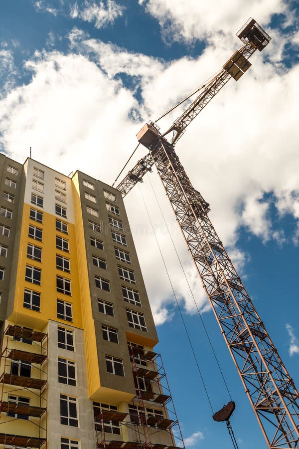Building Site Background. Construction Site with Crane and Building ...