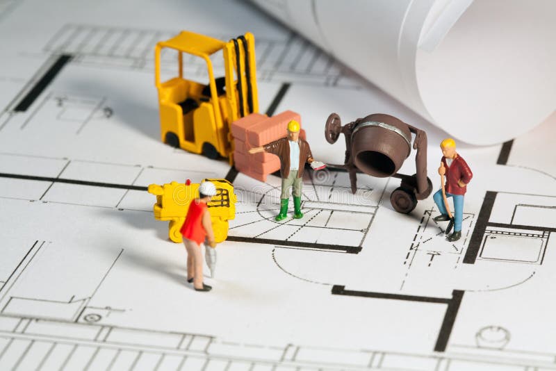 Building Site and Blueprint Stock Image - Image of teamwork, builders ...
