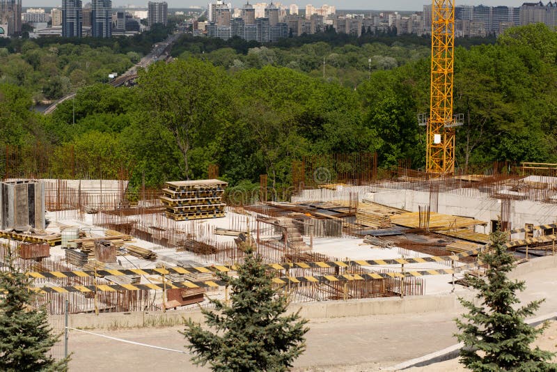 Building Site with Equipment and Materials Stock Photo - Image of ...