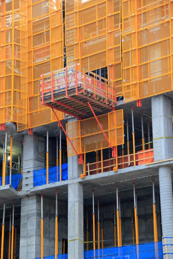 Building Site with Girders and Support System on Each Floor Under ...