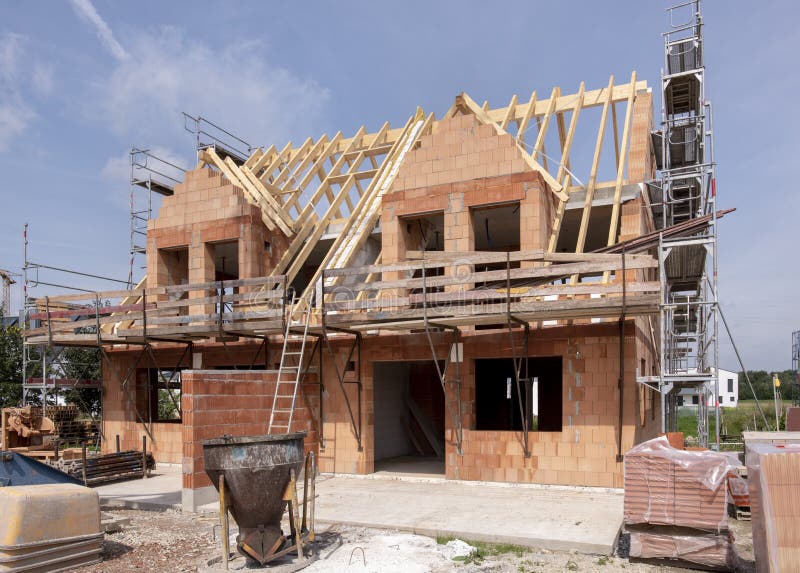 Construction Site of an New Built House Stock Image - Image of built ...
