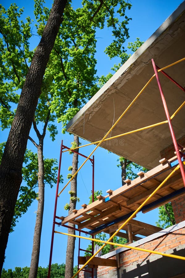 Building Site with House Under Construction Stock Photo - Image of ...