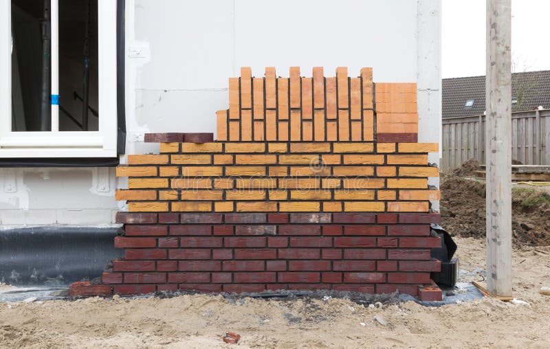 Building Site with House Under Construction - Fresh Brickwork Stock ...