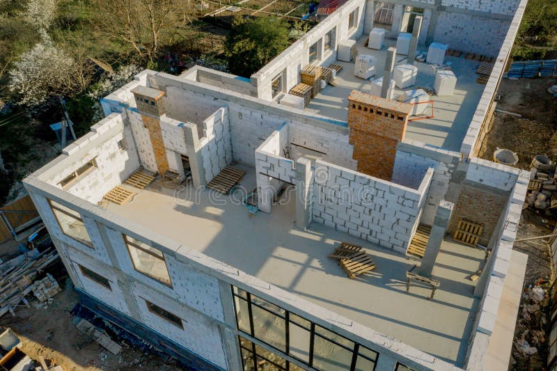 Building Site of a House Under Construction Made from White Foam ...