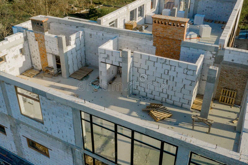 Building Site of a House Under Construction Made from White Foam ...