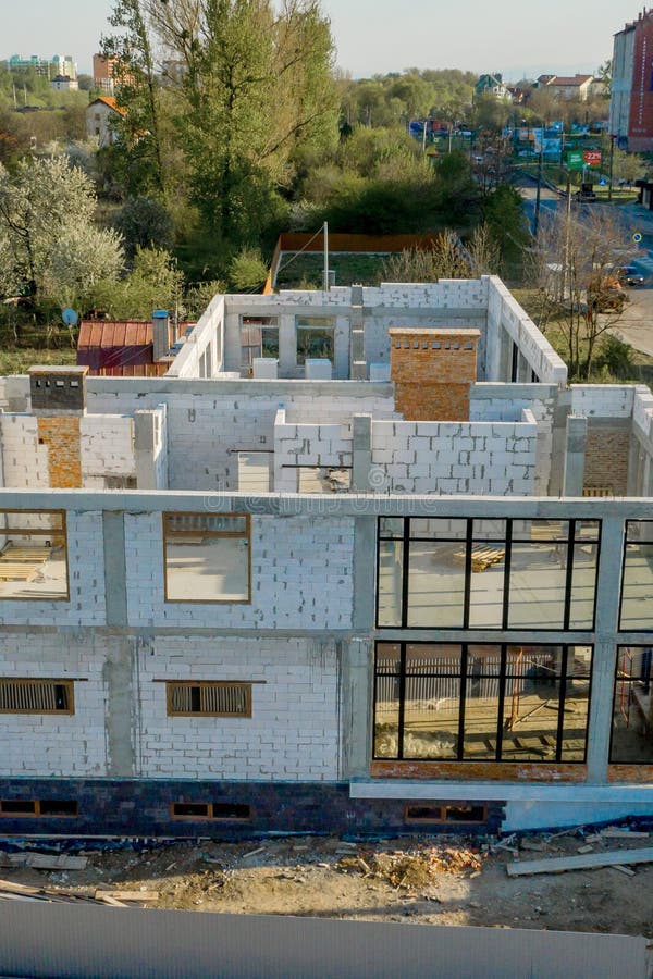 Building Site of a House Under Construction Made from White Foam ...
