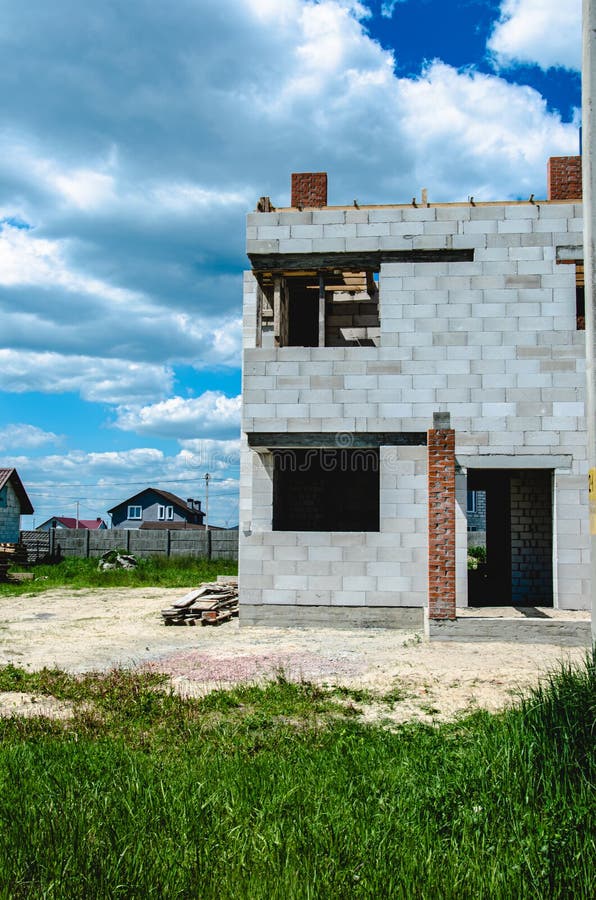 Building Site of a House Under Construction Made from White Foam ...