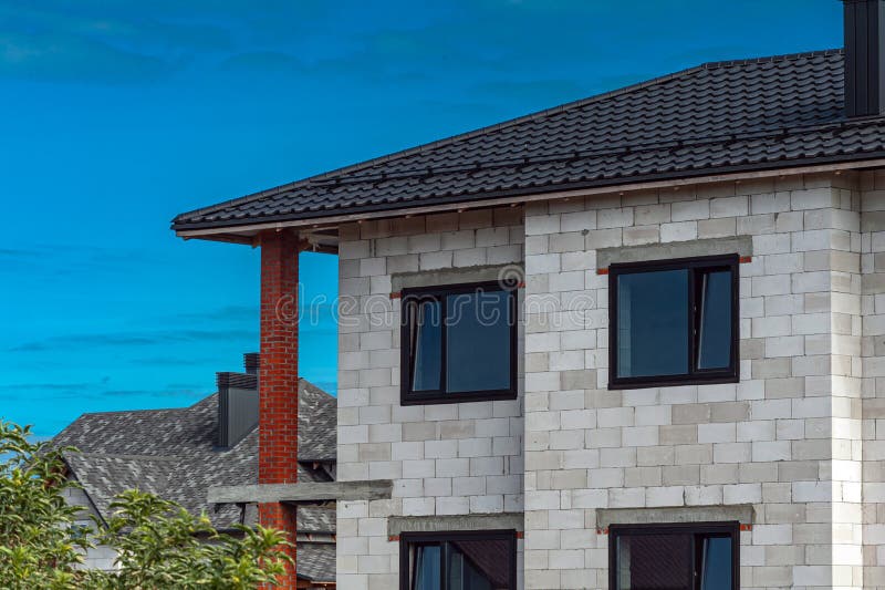 Building Site of a House Under Construction Made from White Foam ...