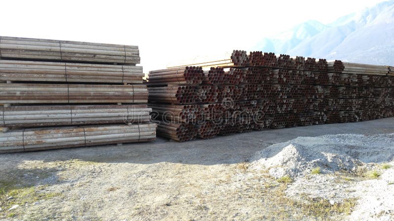 Building Site Pipes Tubes Stack Stock Photo - Image of tubes, building ...