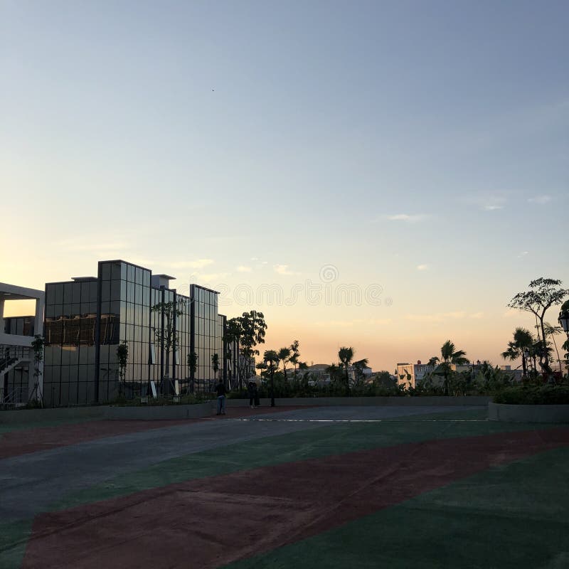 Sky Building in Aesthetic Afternoon Stock Image - Image of sunlight ...