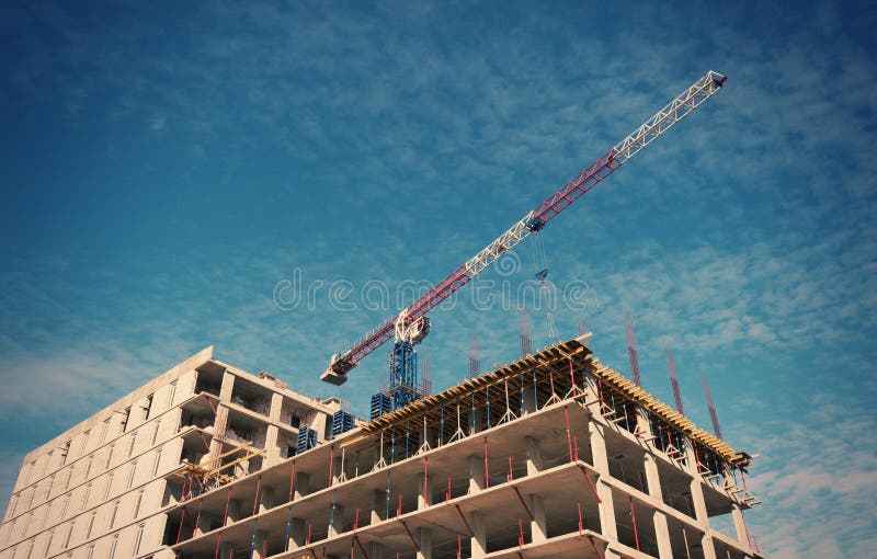 Building of a Skyscraper by Cranes Stock Photo - Image of beautiful ...