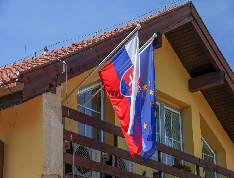 Building with Slovakia and European Union Flags Editorial Stock Photo ...
