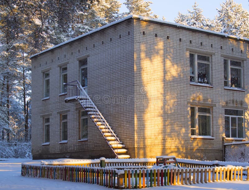 The building in the snow stock photo. Image of modern - 76707380