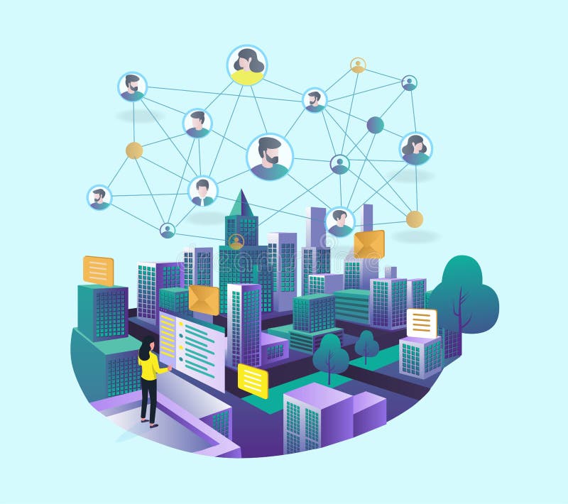 Building with Social Media Network Stock Vector - Illustration of ...