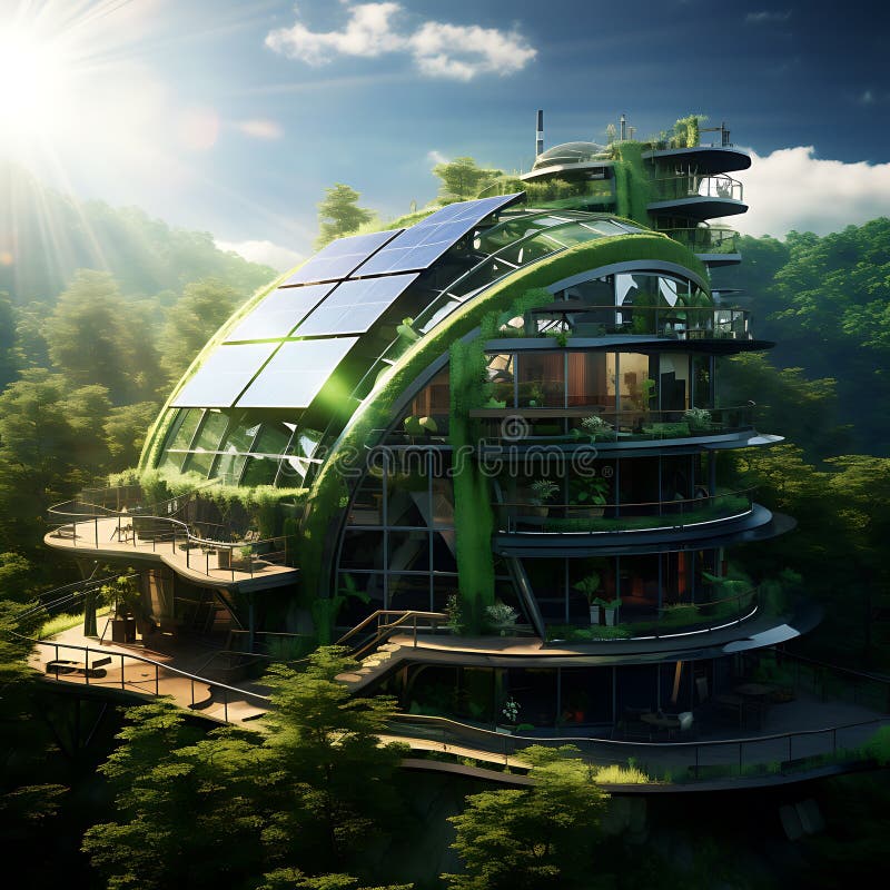 A Building with a Solar Panel on it Stock Illustration - Illustration ...