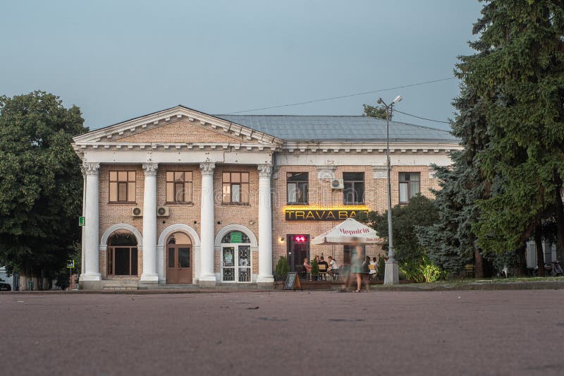 A Building in the Soviet Imperial Style on the Square in the Evening ...