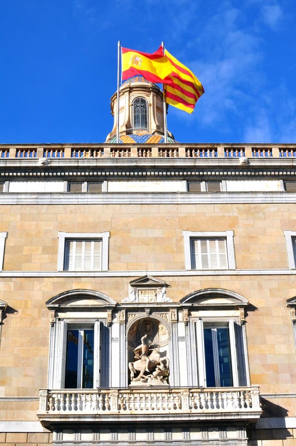 Spanish and catalan flags stock photo. Image of catalonia - 12891312
