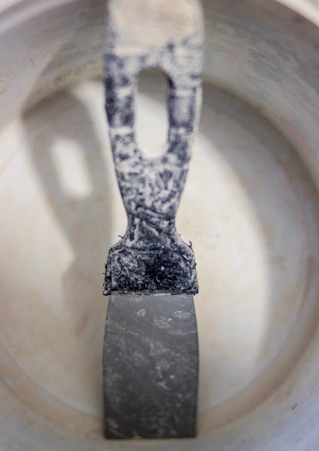 Building Spatula in a Bucket Stock Photo - Image of construction, paint ...