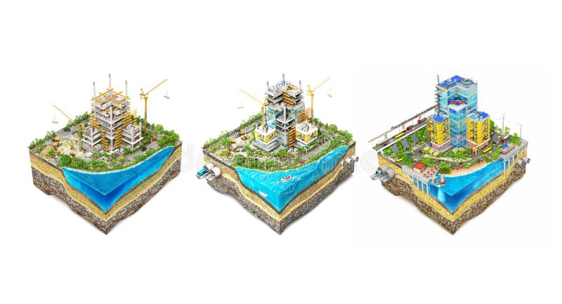 Building Square. Process of Construction O Stock Photo - Image of ...