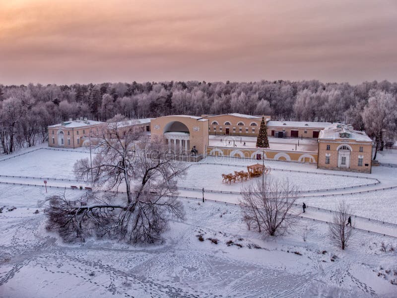 The Building of Stables in the Park Kuzminki in Moscow Stock Photo ...