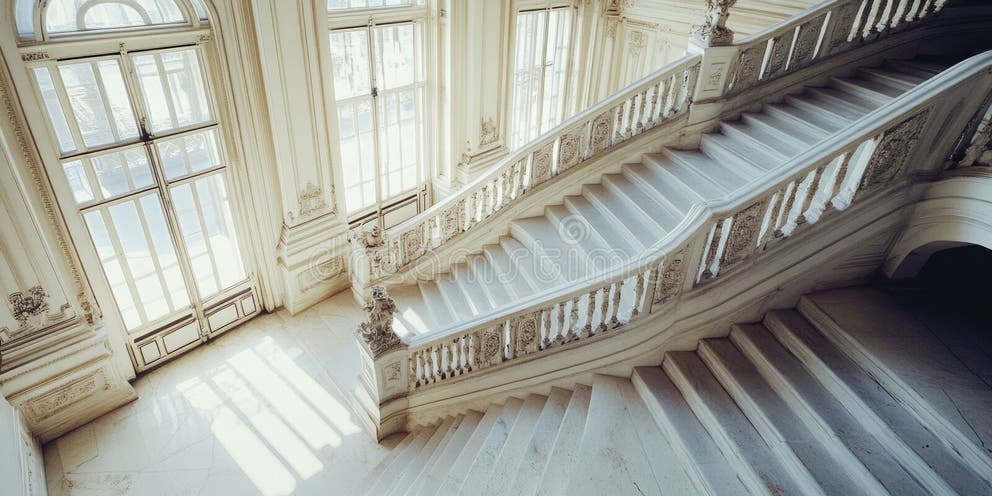 Building Staircase with Clock Stock Photo - Image of design, building ...