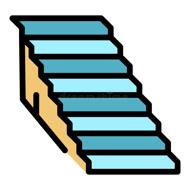 Building Stairs Icon Color Outline Vector Stock Vector - Illustration ...