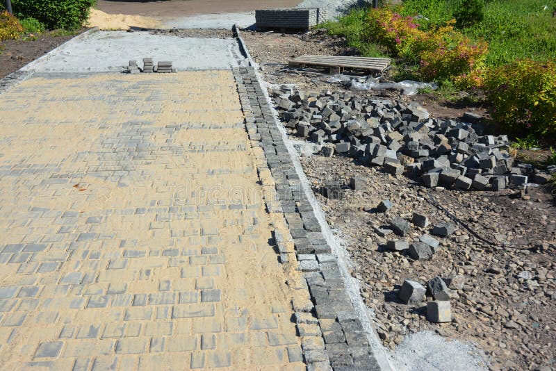 Building Stone Pathway Construction Outdoors Stock Image - Image of ...