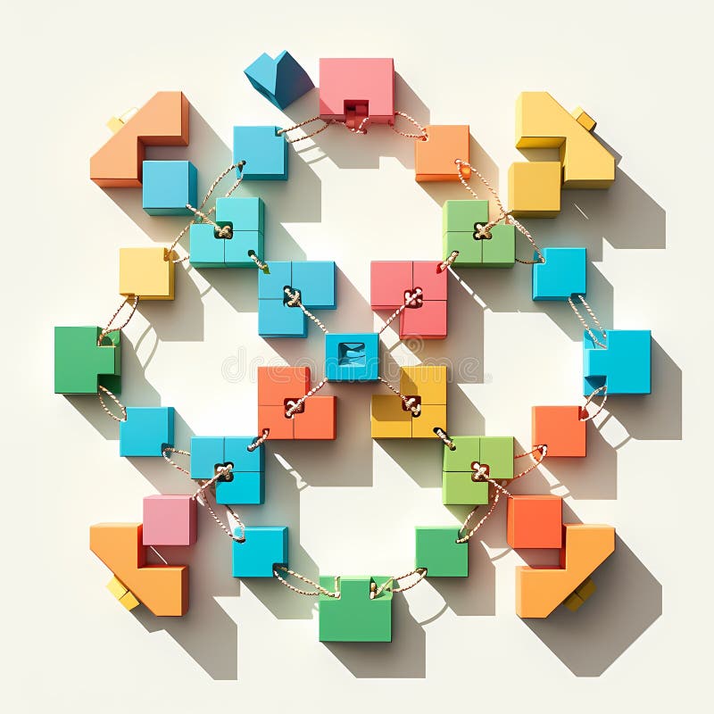 Building Strong Foundations: Wooden Blocks Connect Stock Illustration ...