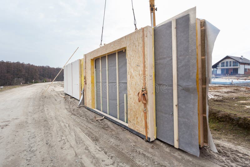 Building a Structural Insulated Panels Frame House Stock Image - Image ...