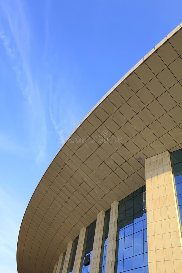 Building Structure of the Glass Curtain Wall Under Blue Sky Stock Photo ...