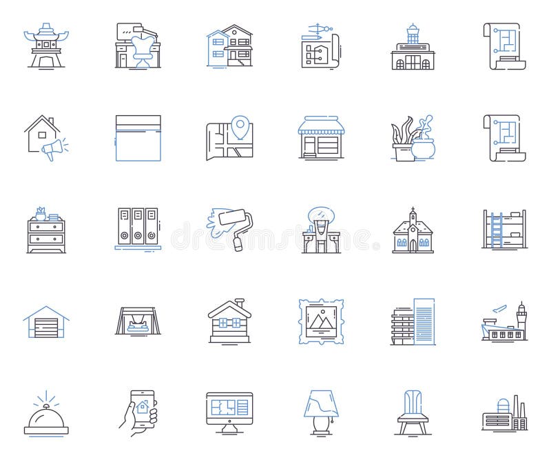 Building And Structure Line Icons Collection Architecture Construction Design Blueprint