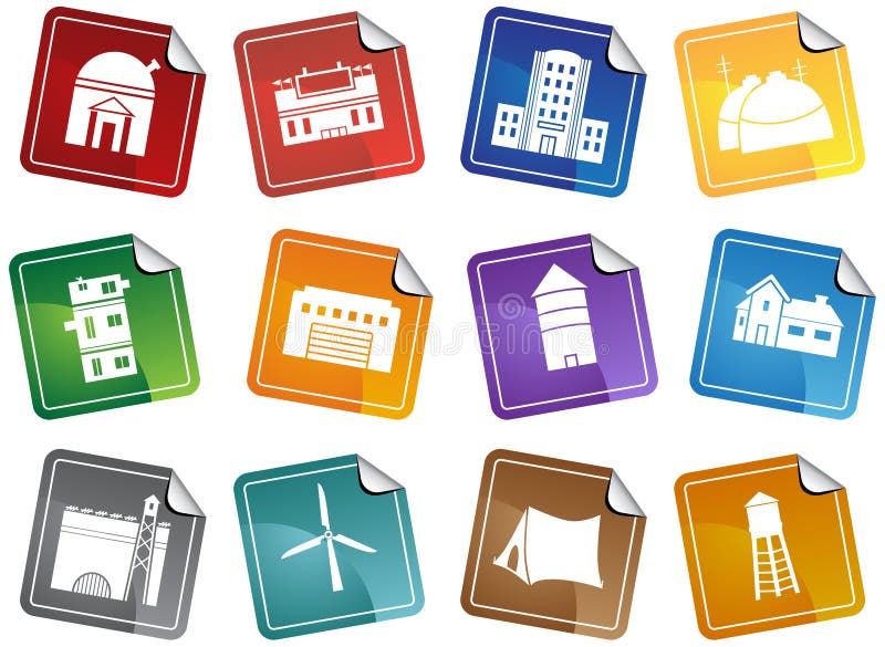 Building Structure Set - Sticker Stock Vector - Illustration of ...