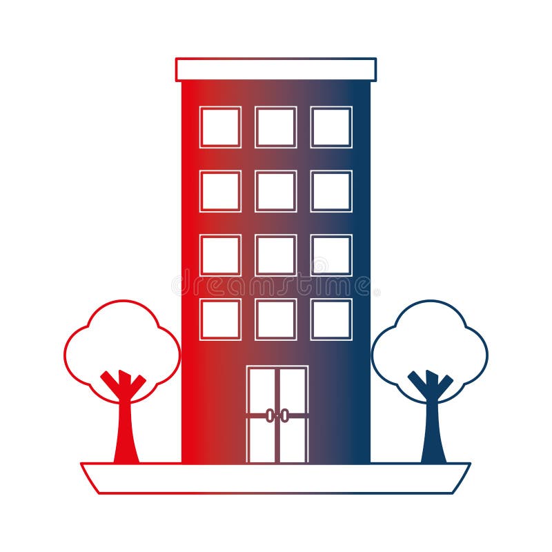Building Structure with Trees Plants Isolated Icon Stock Vector ...