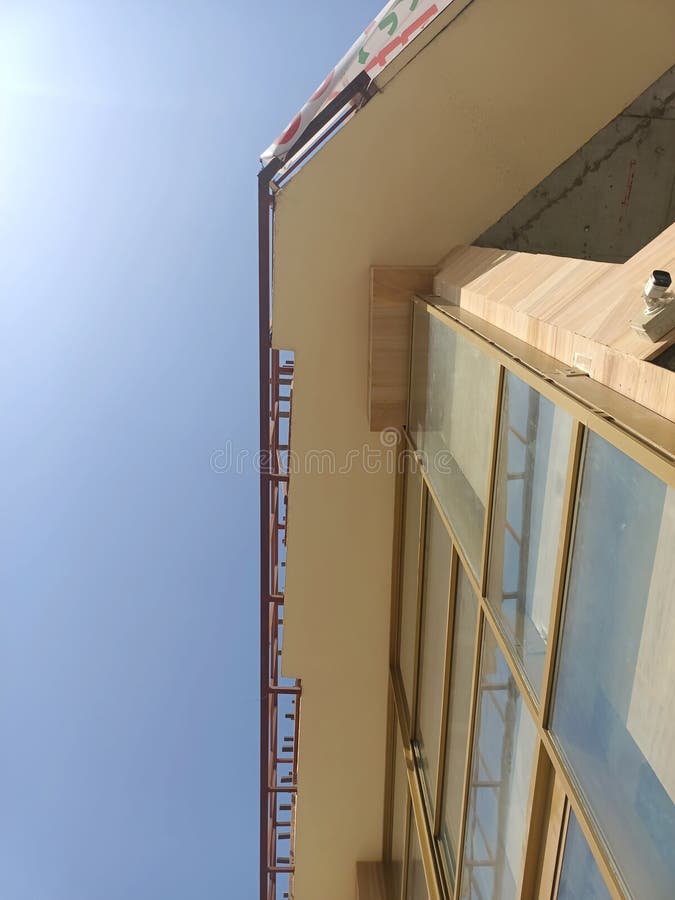 Building Structure Upside View, Blue Sky Stock Photo - Image of ...