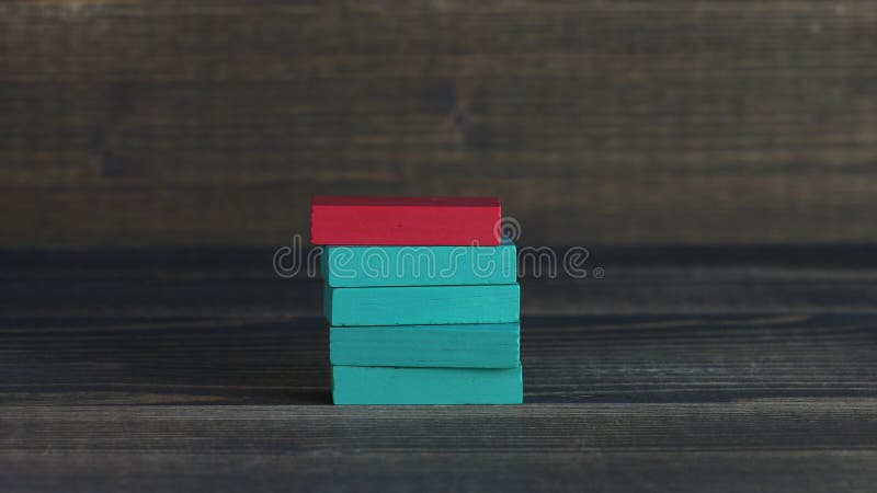 Building Structure from Wooden Coloured Blocks One for Another Stock ...