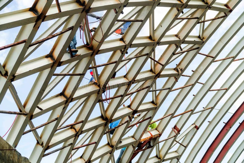 Building Structures Made Up of Steel. Welders are Speeding Up Work on ...