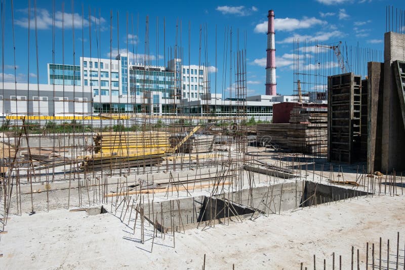 Construction Site of a High-rise Building on a Sunny Day Stock Image ...