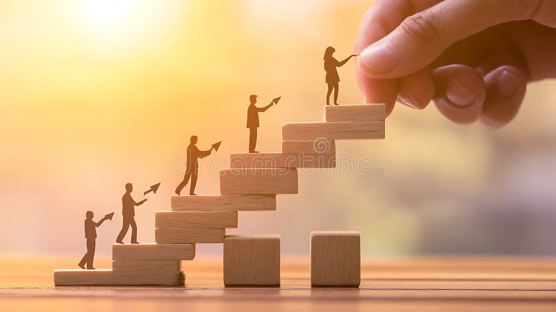 Building Success: Hand Crafted Steps for Progression Stock Illustration ...