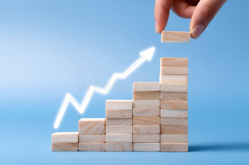 Building a Successful Future Growth Strategy Steps Wooden Blocks ...