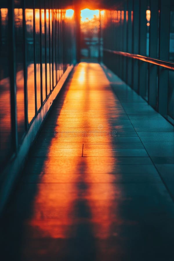 A Building with the Sun Setting Behind Its Windows, Creating a Warm ...