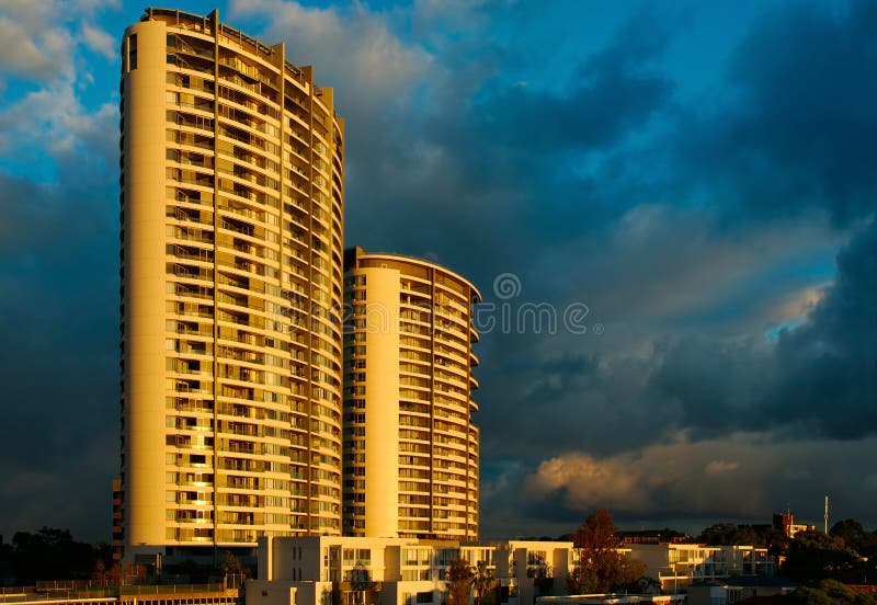 Building at Sunrise stock photo. Image of evening, nightime - 618404