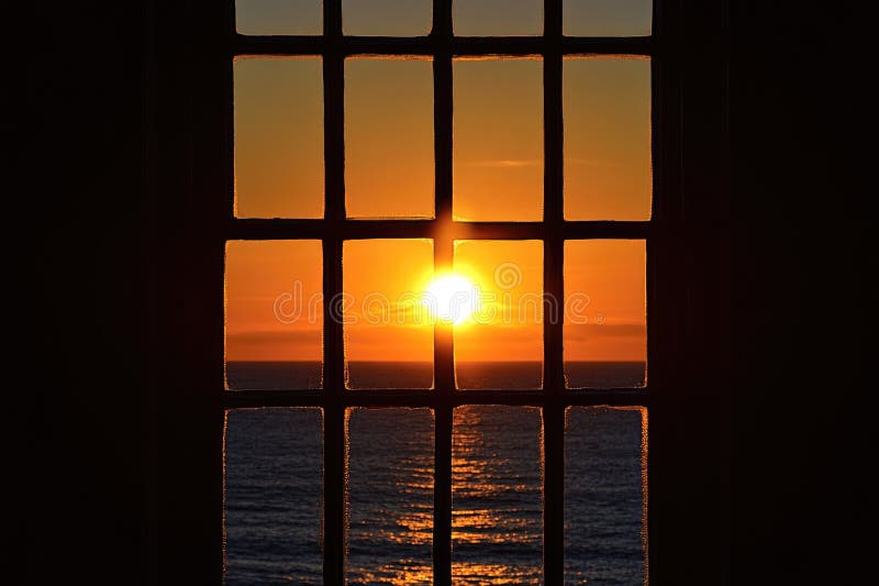 A Building with a Sunset View from Inside Stock Image - Image of light ...