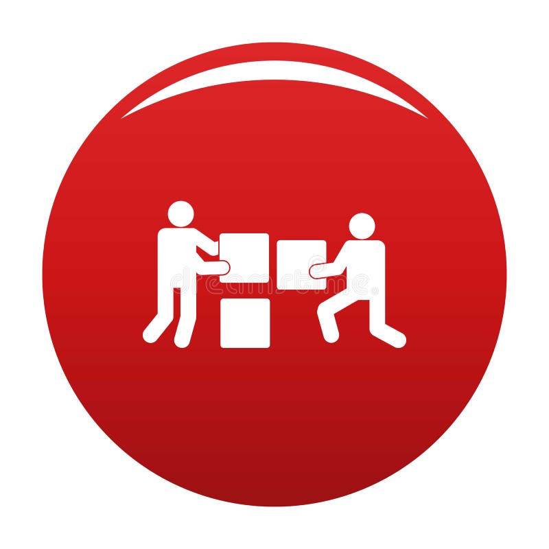 Building Teamwork Icon Vector Red Stock Vector - Illustration of team ...