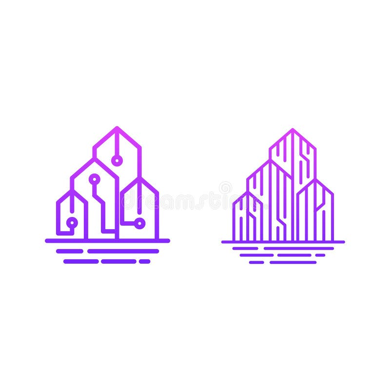 Building Tech Logo Design Set Stock Vector - Illustration of clean ...