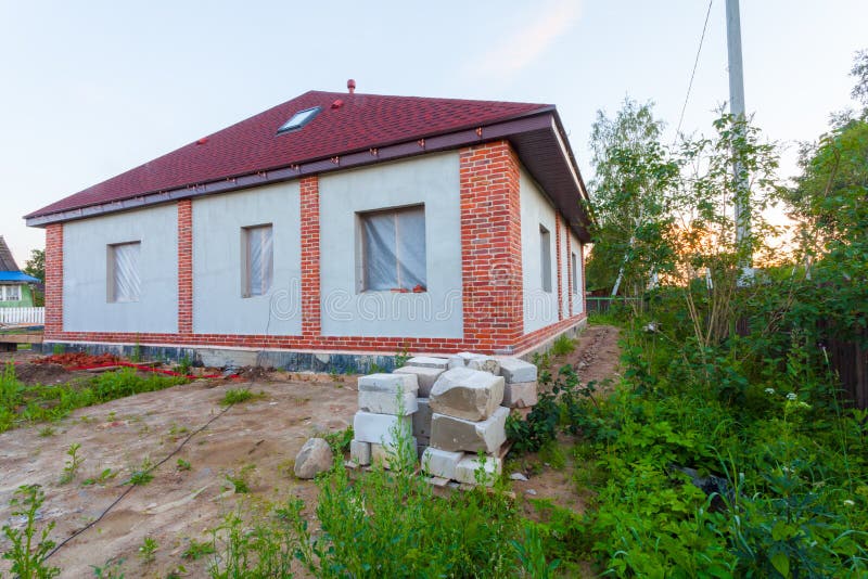 The Building with Terrace is Under Construction Stock Image - Image of ...