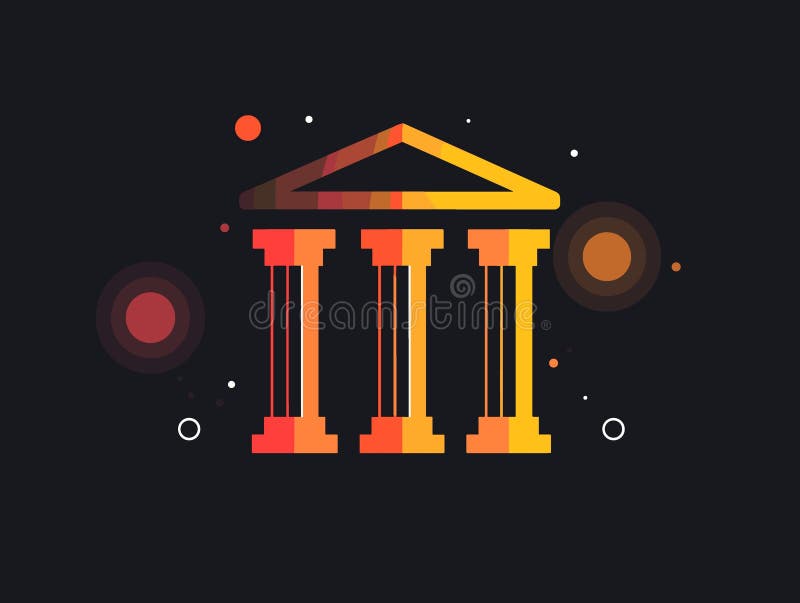 Building with Three Columns and a Triangular Roof Stock Illustration ...