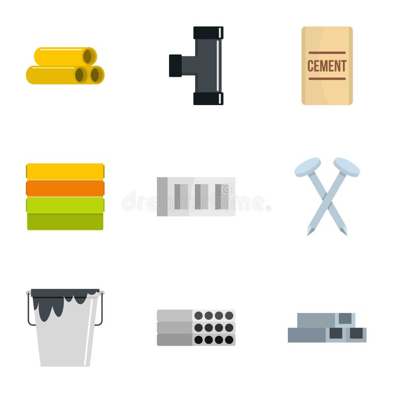Building Tool Icon Set, Flat Style Stock Vector - Illustration of icon ...