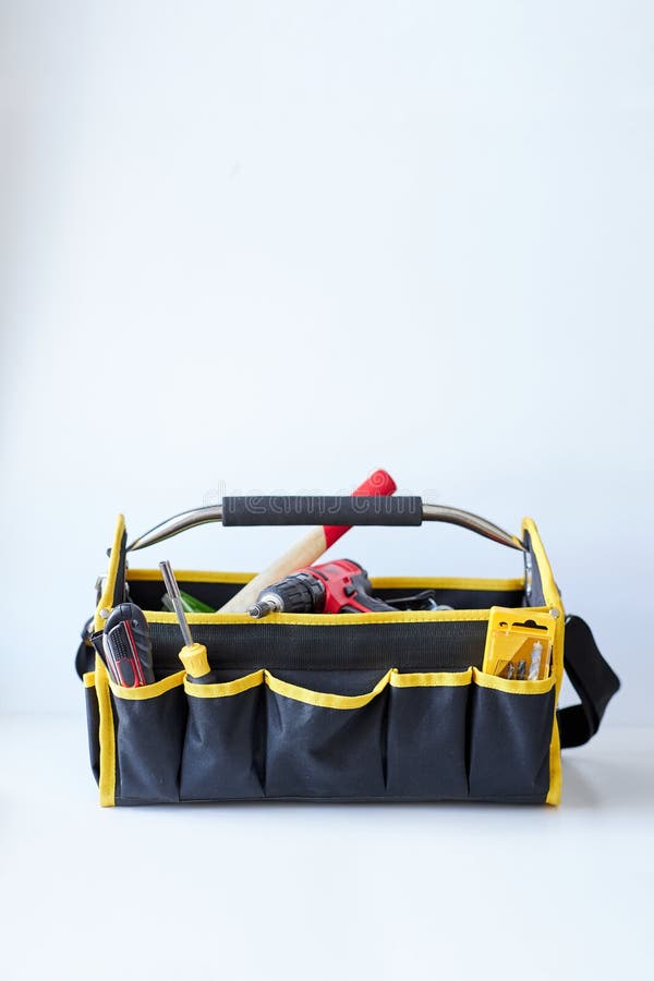 Building Tools and Equipment in a Handy Man Bag Stock Photo - Image of ...