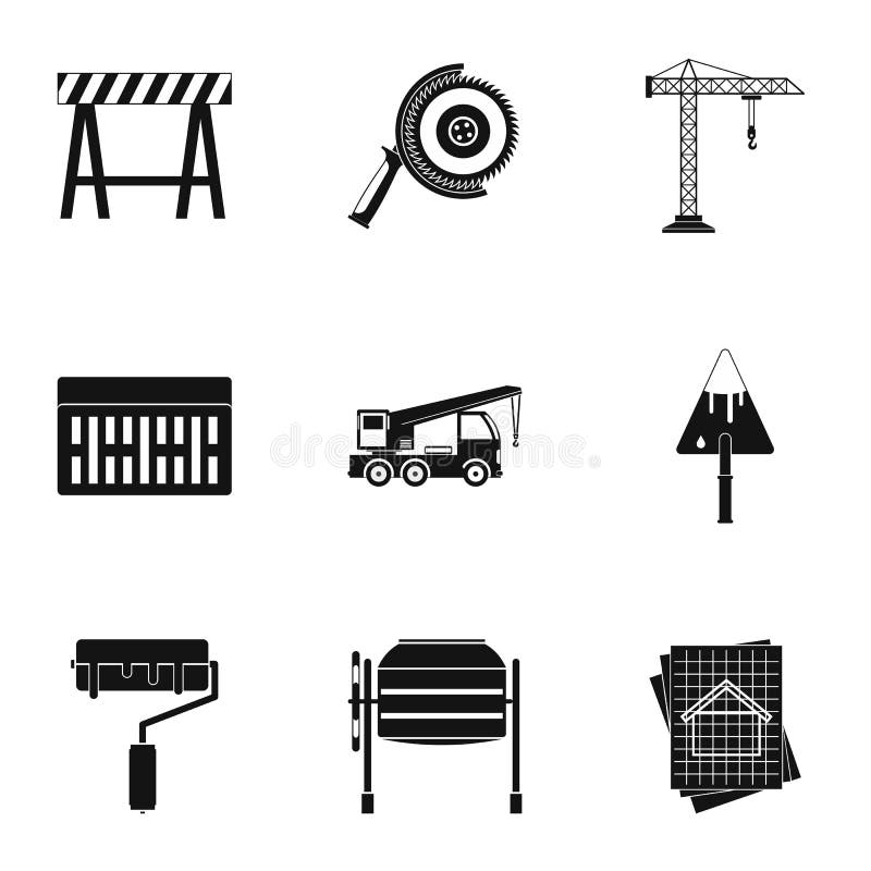 Building Tools Icons Set, Simple Style Stock Vector - Illustration of ...